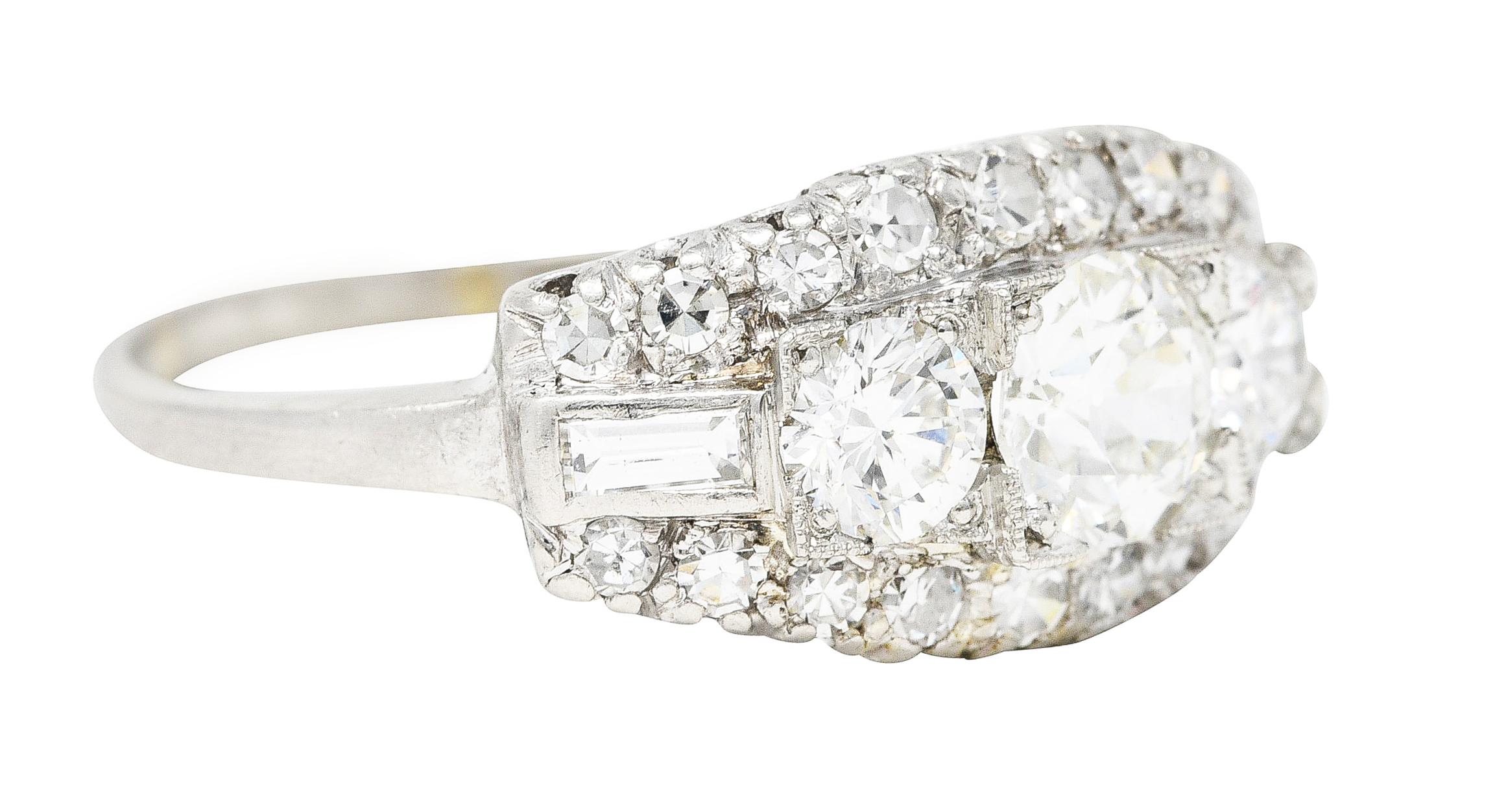 1950's Mid-Century 1.85 Carats Diamond Platinum Vintage Fishtail Band ...