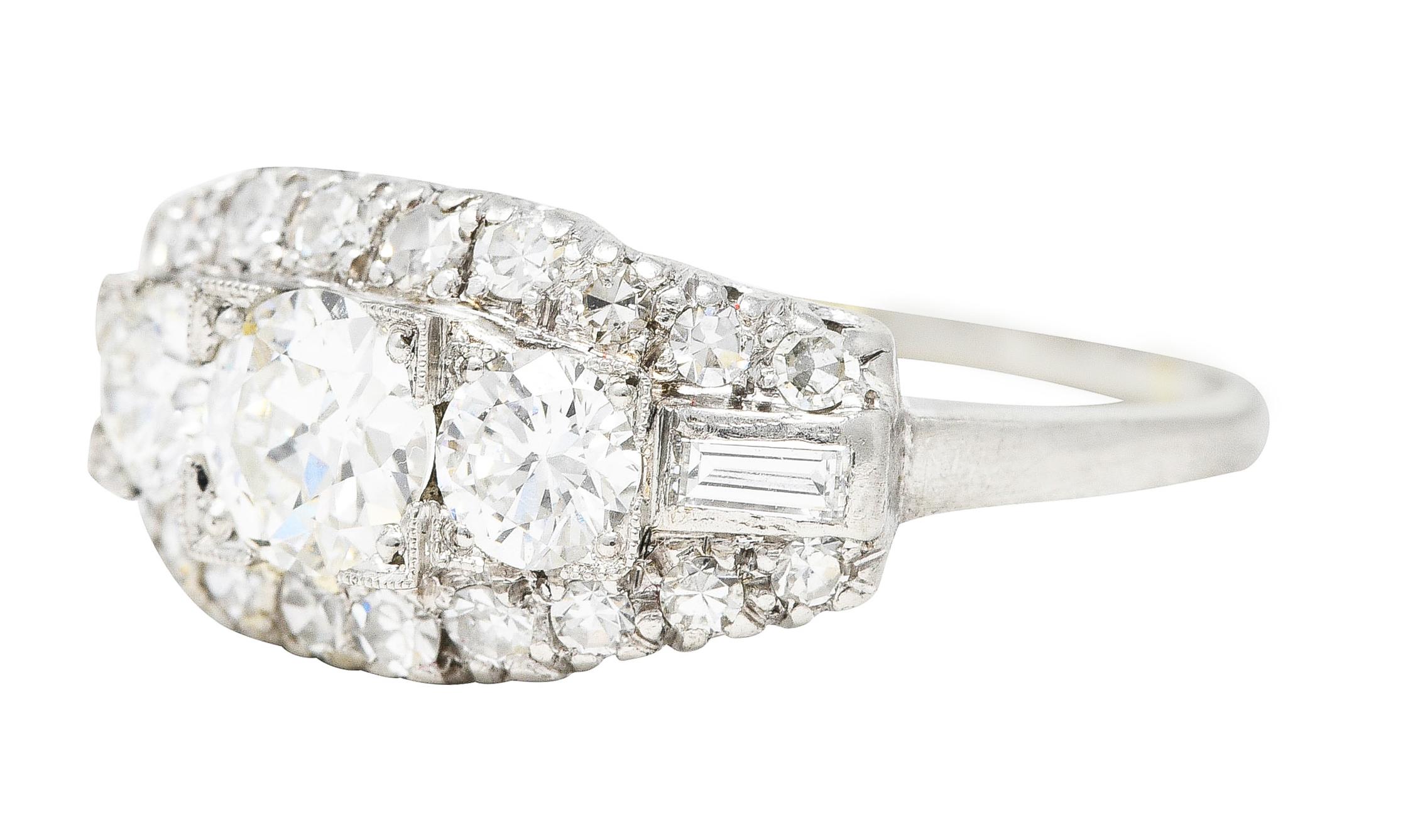 1950's Mid-Century 1.85 Carats Diamond Platinum Vintage Fishtail Band ...