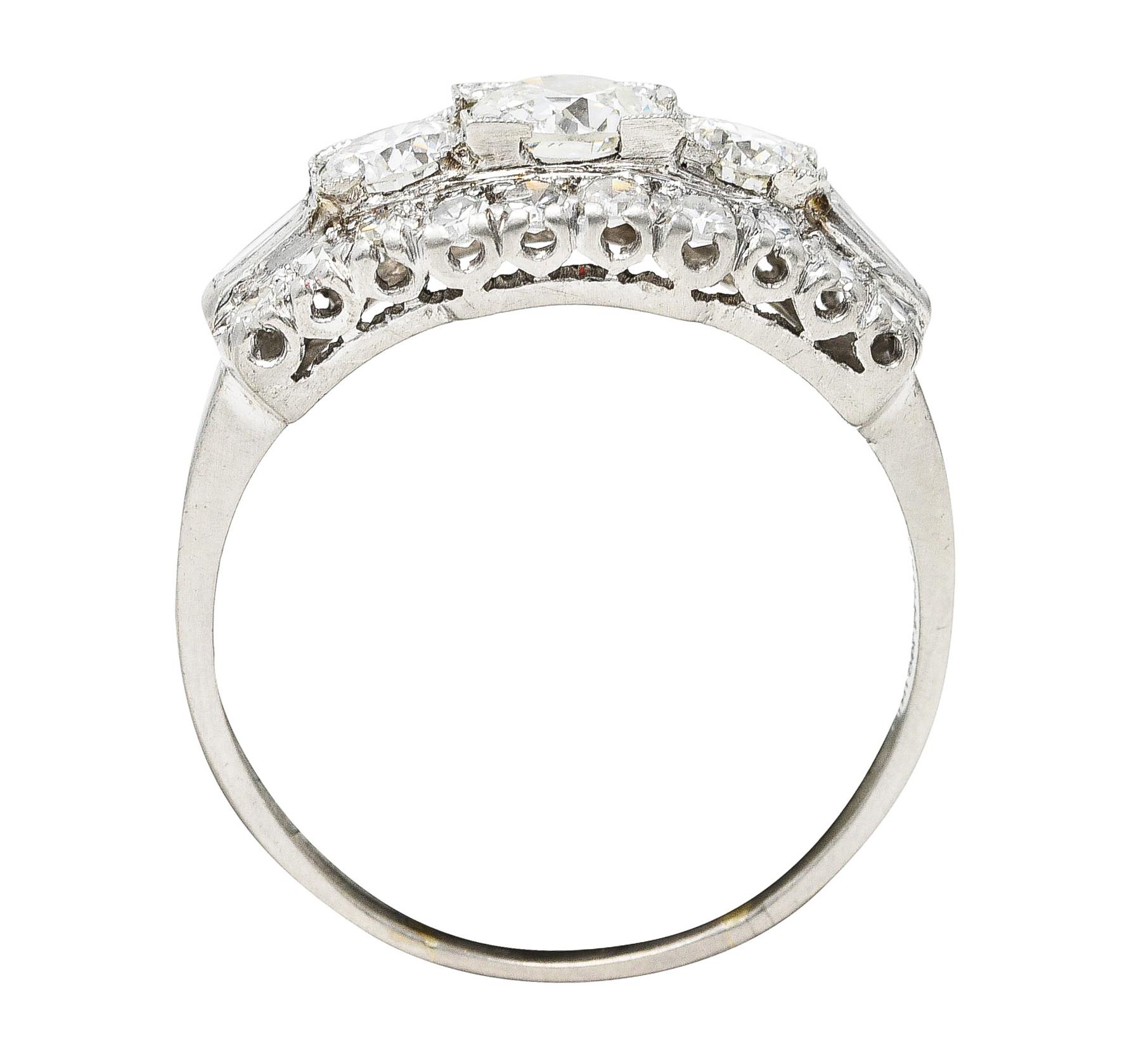 1950's Mid-Century 1.85 Carats Diamond Platinum Vintage Fishtail Band ...