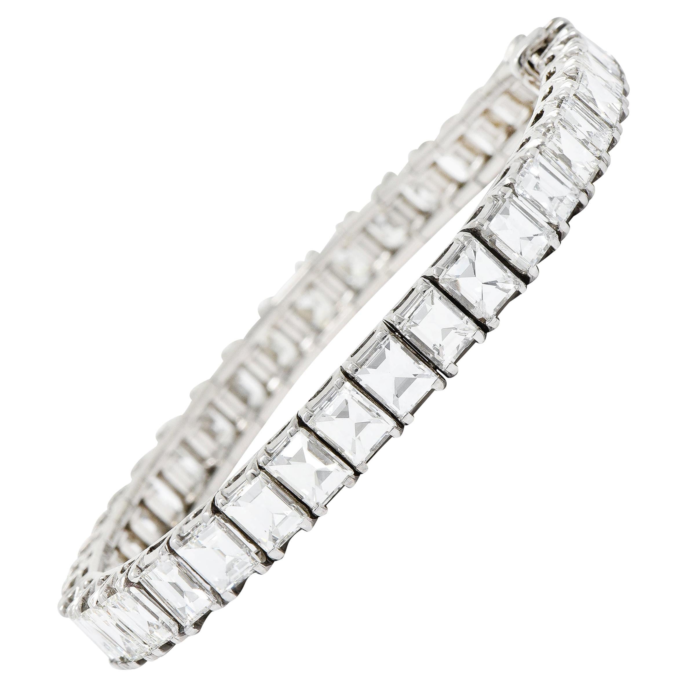 1950s Straight Line "Tennis Bracelet" in Platinum For Sale at 1stDibs