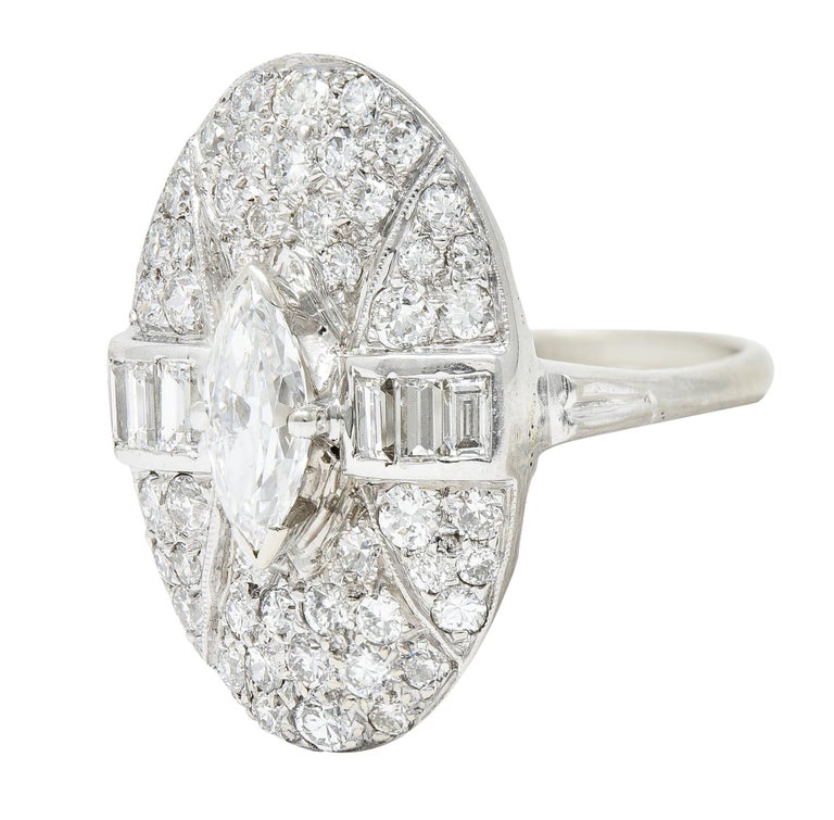 1950's Mid-Century 2.15 Carats 18 Karat White Gold Dinner Ring For Sale ...
