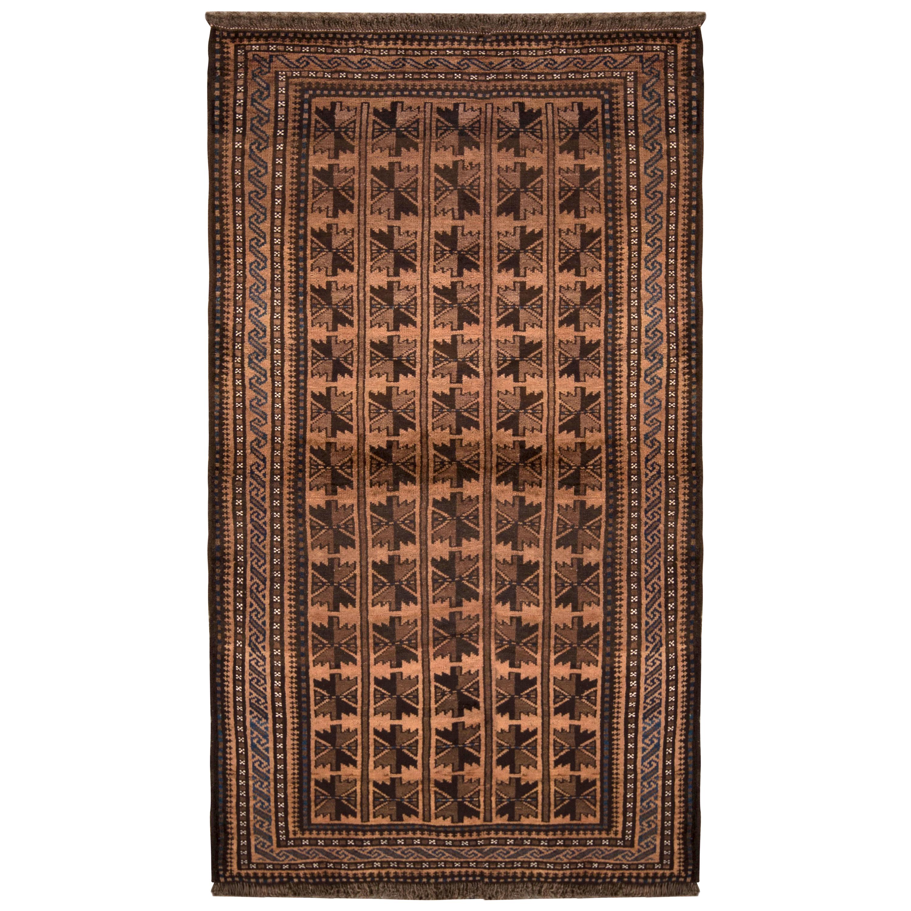 Asian Mid-Century Modern Persian Carpet in Beige Red Black Fabric ...