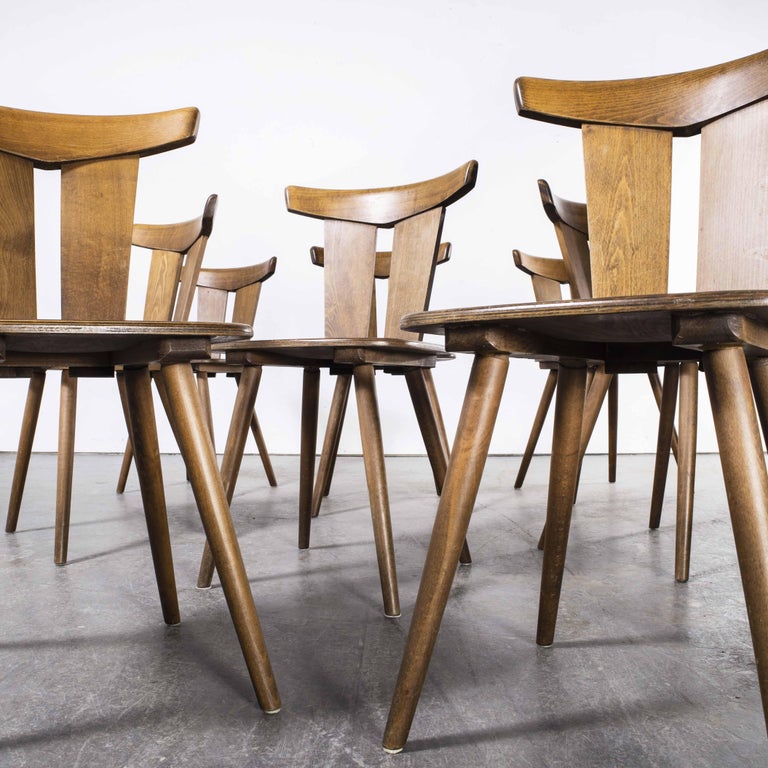 1950's Mid Century Beech Ox Back Dining Chairs, Set of Eight at 1stDibs