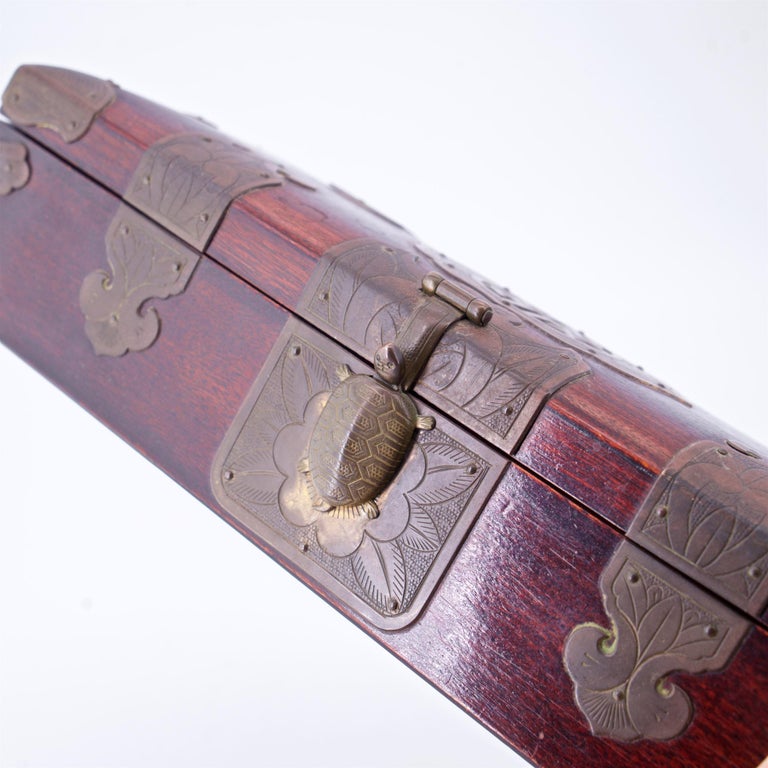 1950s Mid-Century Chinese Rosewood+Brass Turtle Hinged Jewelry Box ...