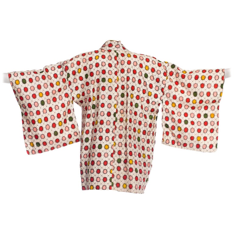 1950S Mid Century Hand Woven Japanese Ikat Silk Kimono For Sale at 1stDibs