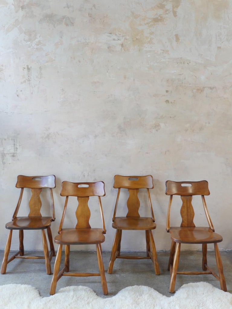 1950s Mid-Century Maple Wood Dining Chairs - Set of 4 at 1stDibs