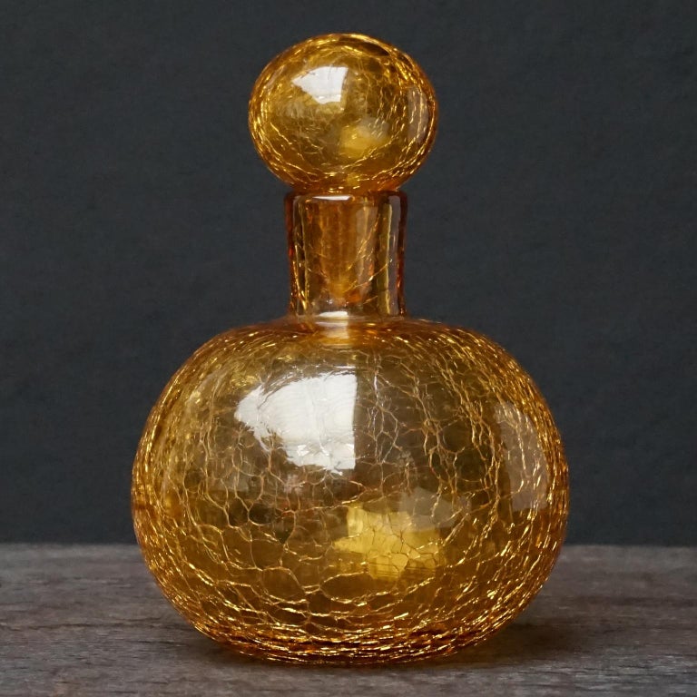 1950s Mid-Century Modern Amber Yellow Blenko Handblown Crackle Art ...