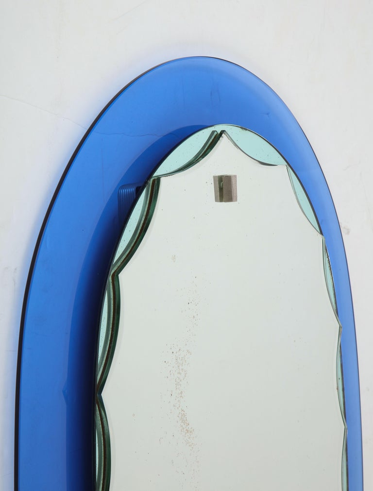 Mid-Century Modern Blue Frame Italian Mirror, 1950s For Sale at 1stDibs