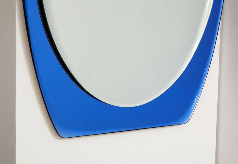 1950's Mid-Century Modern Blue Glass Frame Italian at 1stDibs