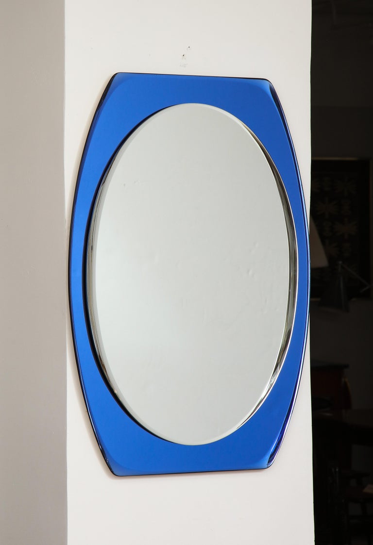 1950's Mid-Century Modern Blue Glass Frame Italian at 1stDibs