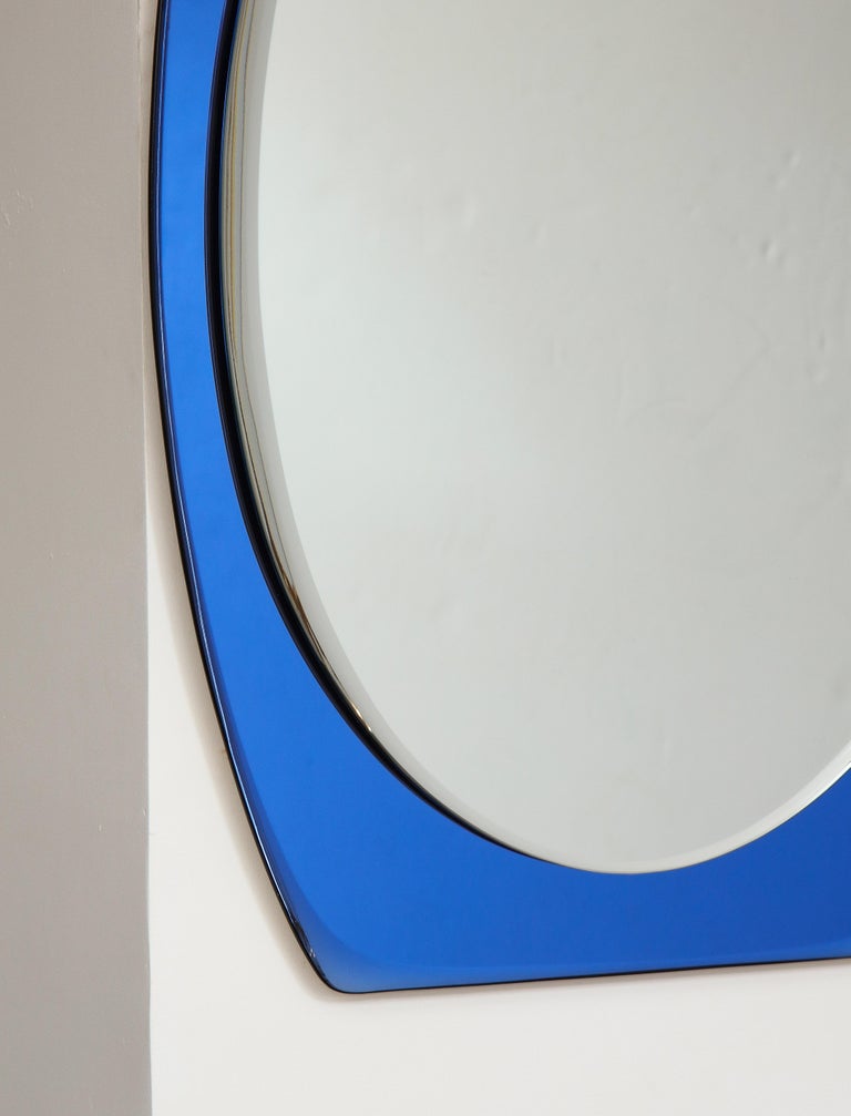 1950's Mid-Century Modern Blue Glass Frame Italian at 1stDibs