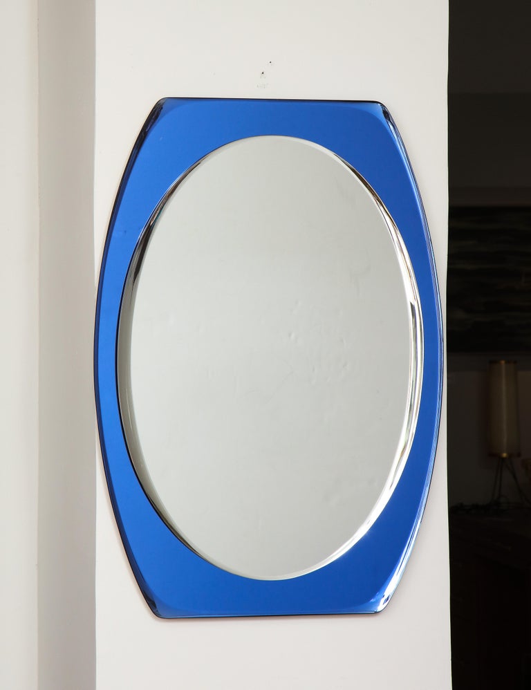 1950's Mid-Century Modern Blue Glass Frame Italian at 1stDibs
