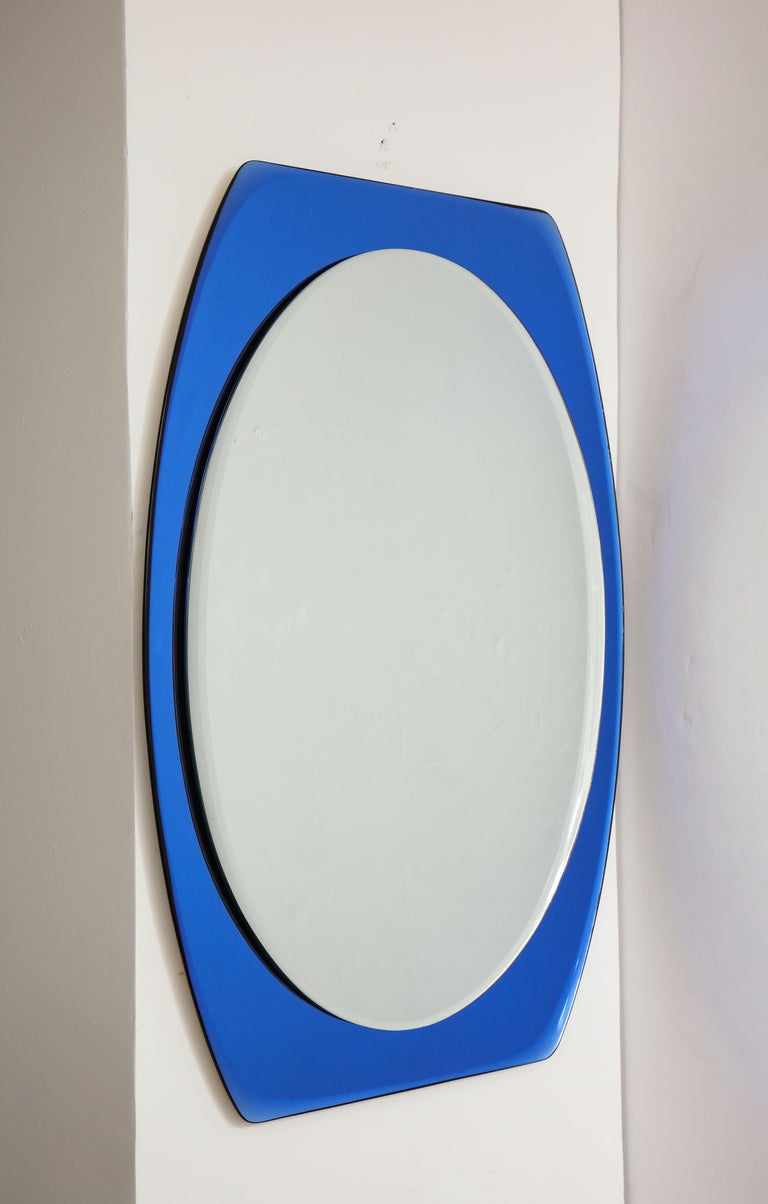 1950's Mid-Century Modern Blue Glass Frame Italian at 1stDibs