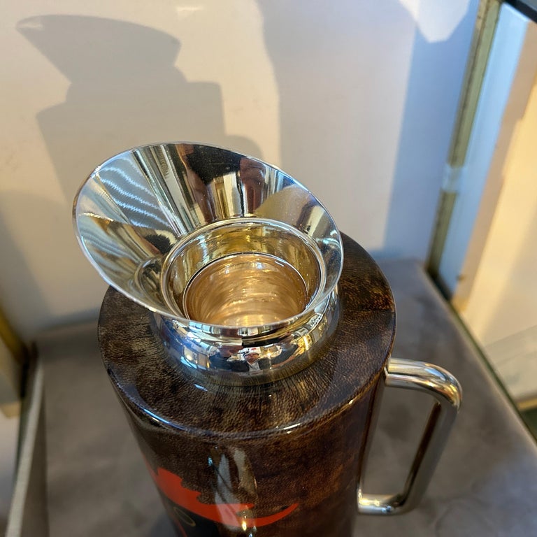 1950s Mid-Century Modern Brass and Brown Goatskin Thermos Carafe by ...