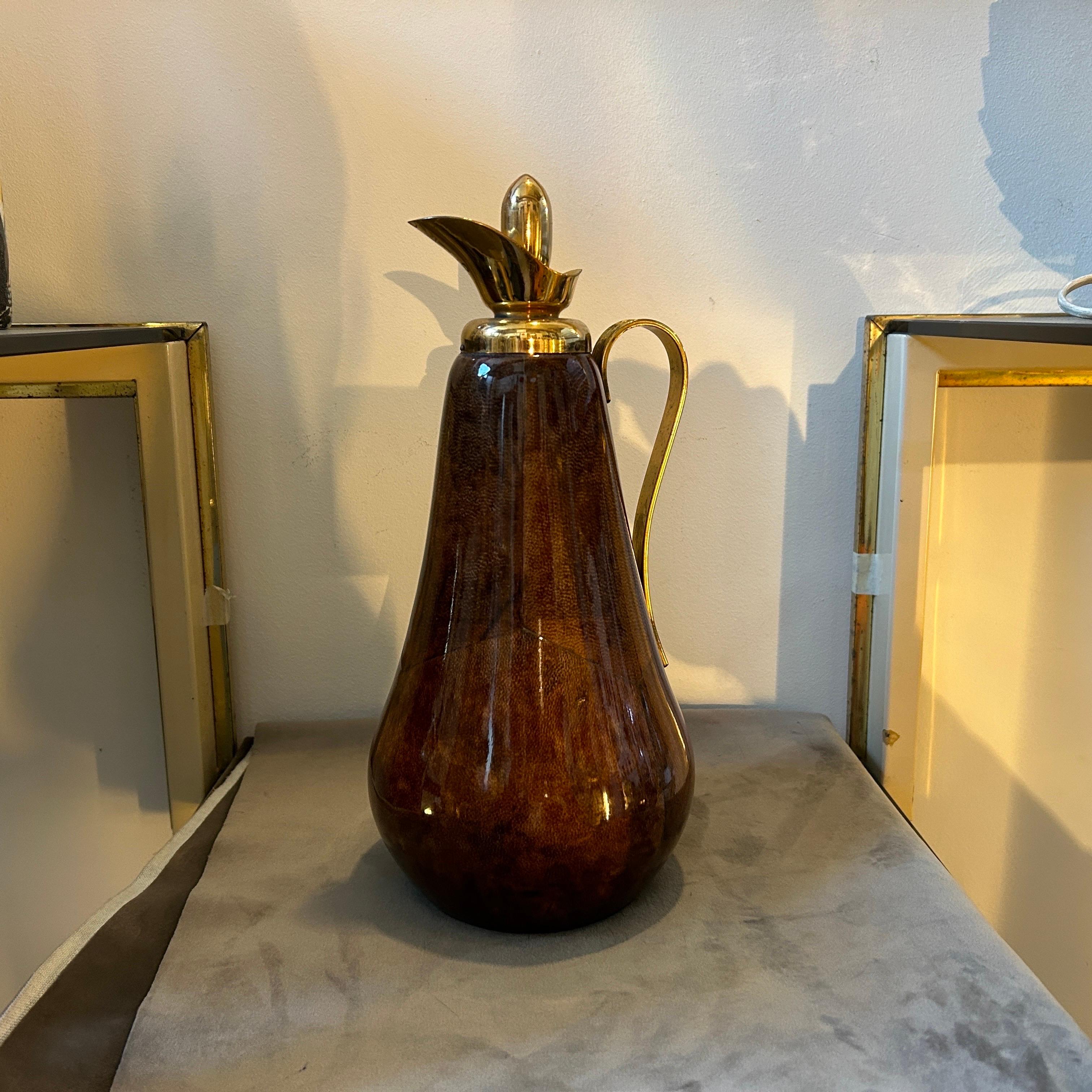 1950s Mid-Century Modern Brass and Brown Goatskin Thermos Carafe By ...