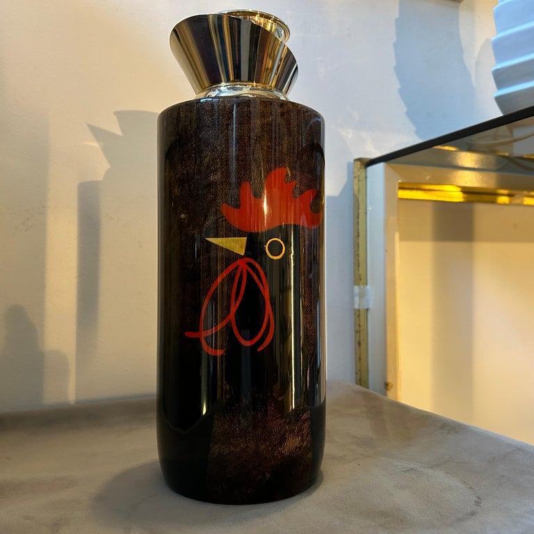 1950s Mid-Century Modern Brass and Brown Goatskin Thermos Carafe by ...