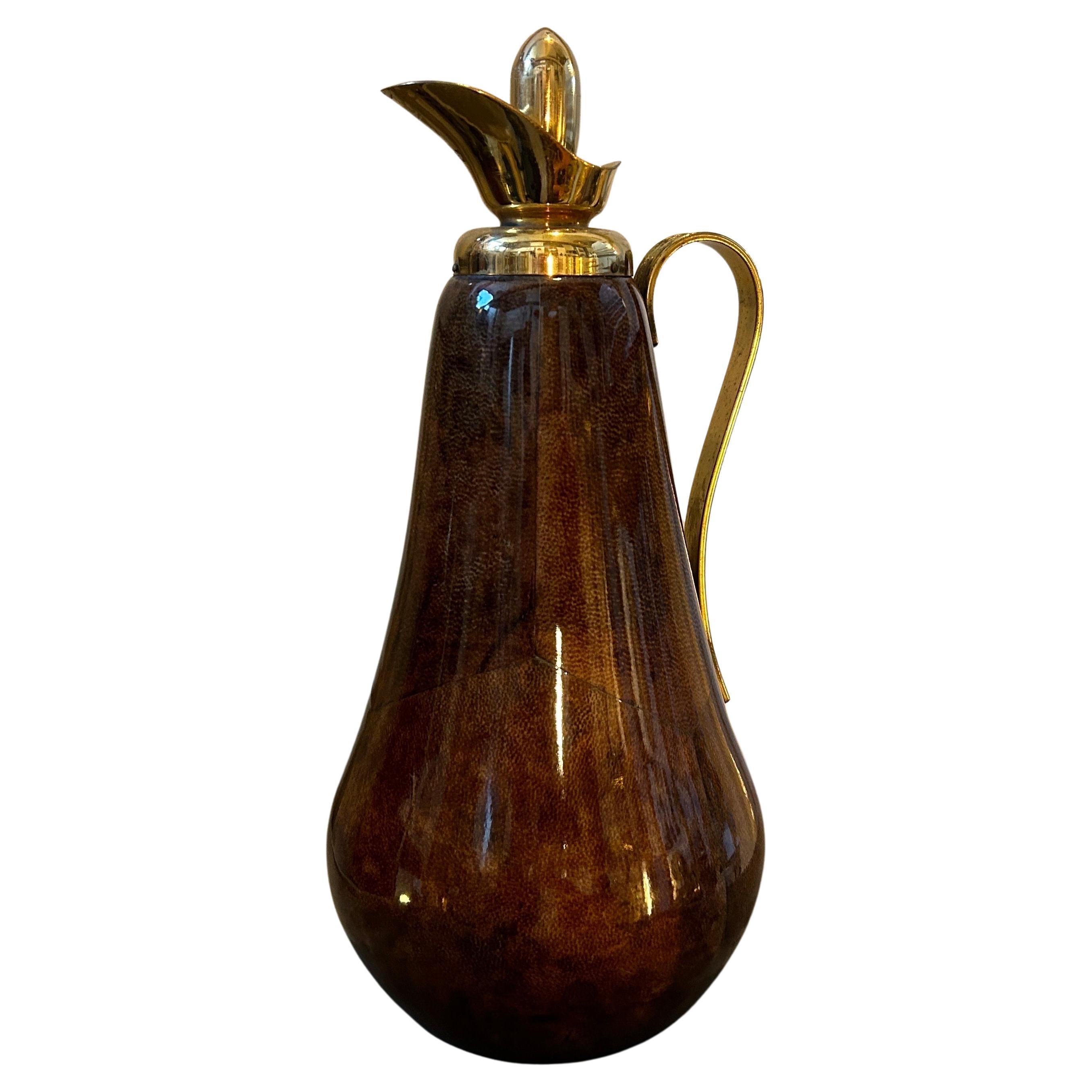 1950s Mid-Century Modern Brass and Brown Goatskin Thermos Carafe By ...