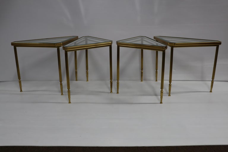 1950's Mid-Century Modern Brass Italian Triangular Side Tables / Coffee ...