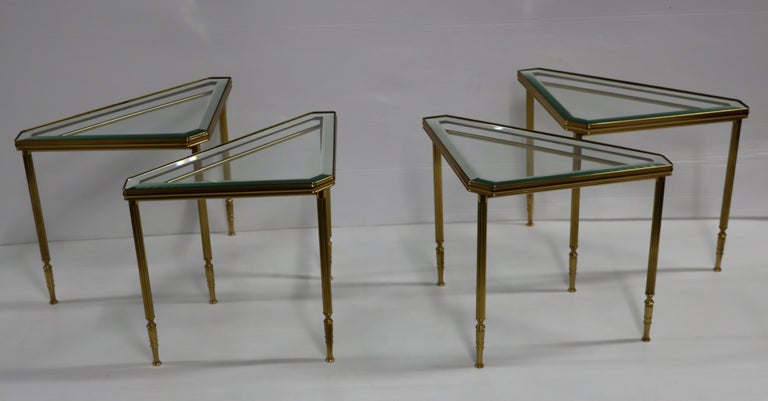1950's Mid-Century Modern Brass Italian Triangular Side Tables / Coffee ...