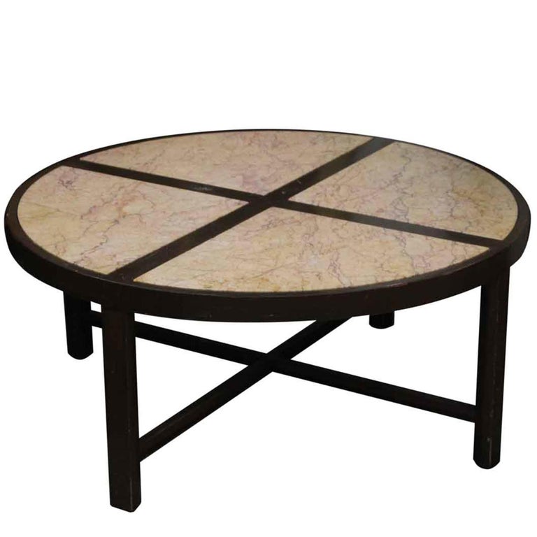 1950s Mid-Century Modern Four Section Marble Top and Dark Tone Wood ...