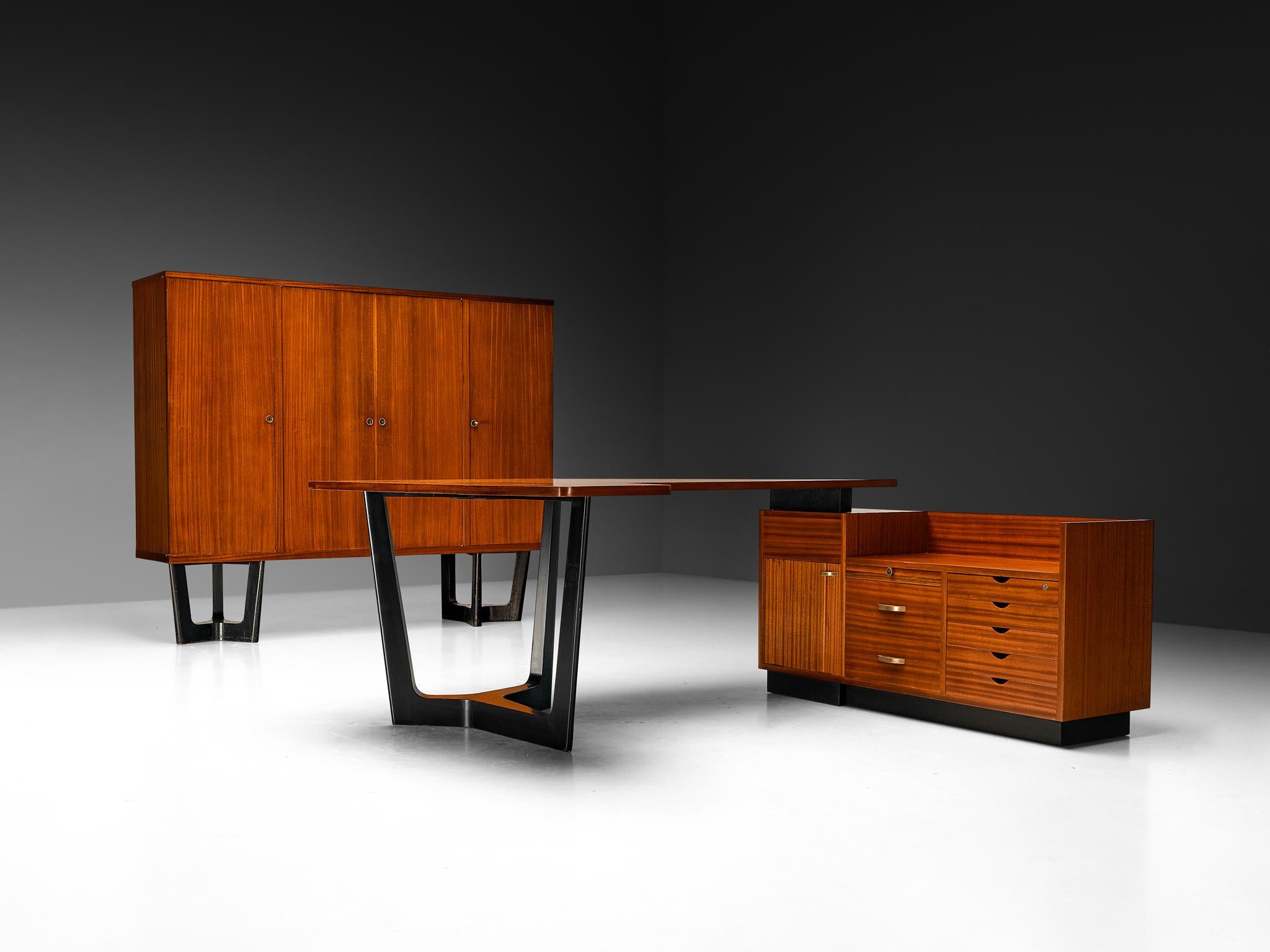 1950s Mid-Century Modern French Desk with Return in Mahogany For Sale ...