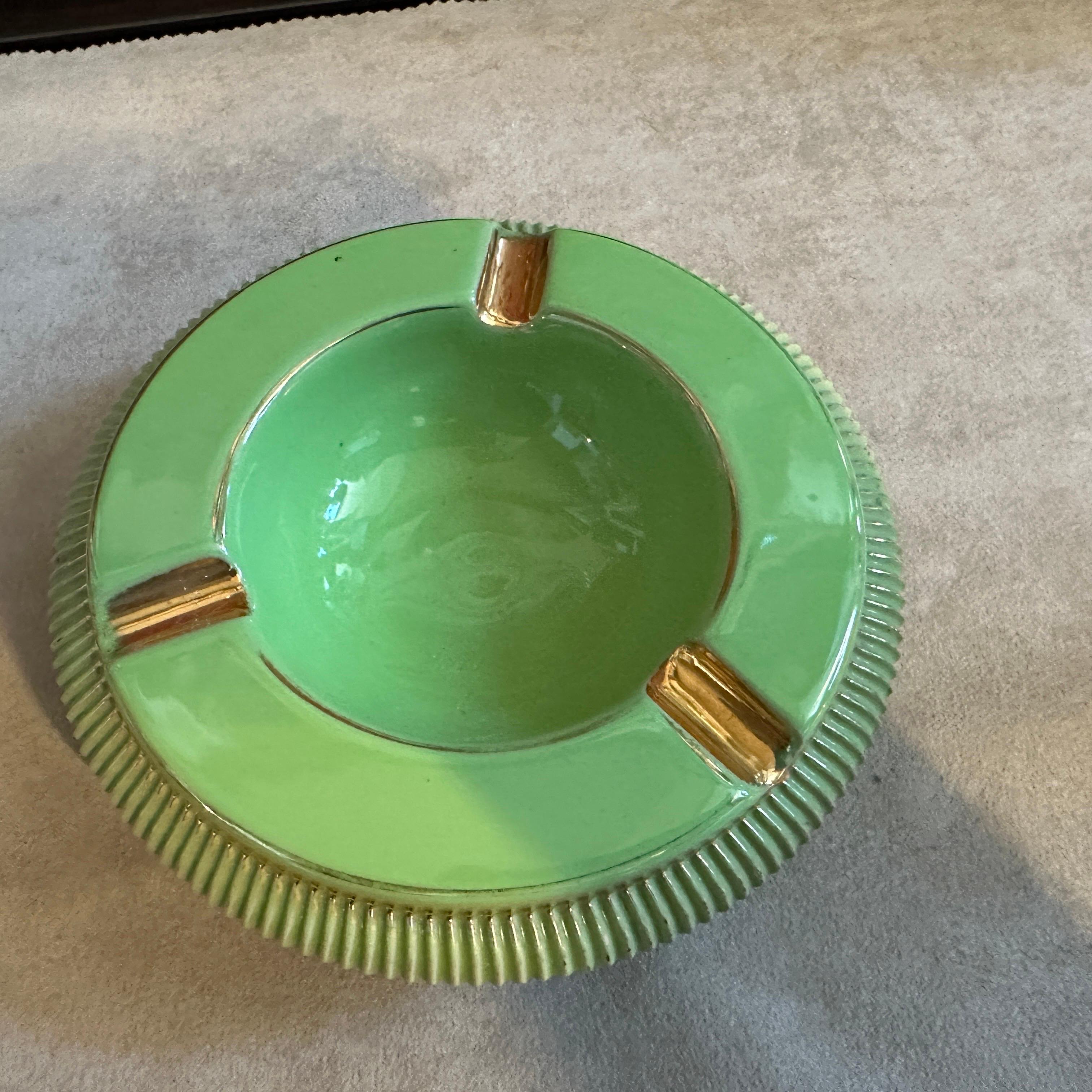 1950s Mid-Century Modern green and Gold ceramic Ashtray by La Colonnata ...