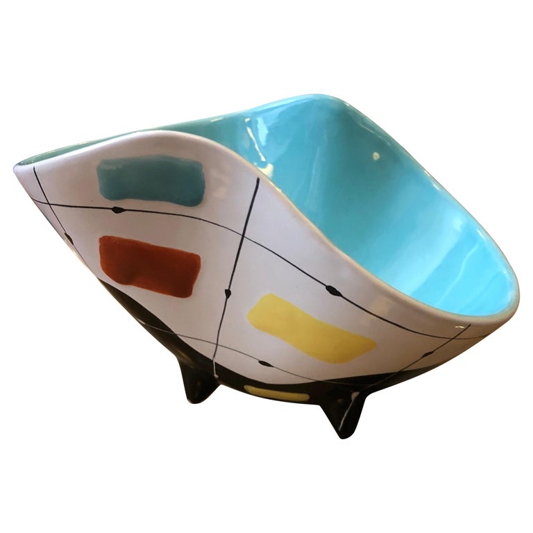 1950s Mid-Century Modern Hand-Painted Ceramic Bowl by Deruta at 1stDibs