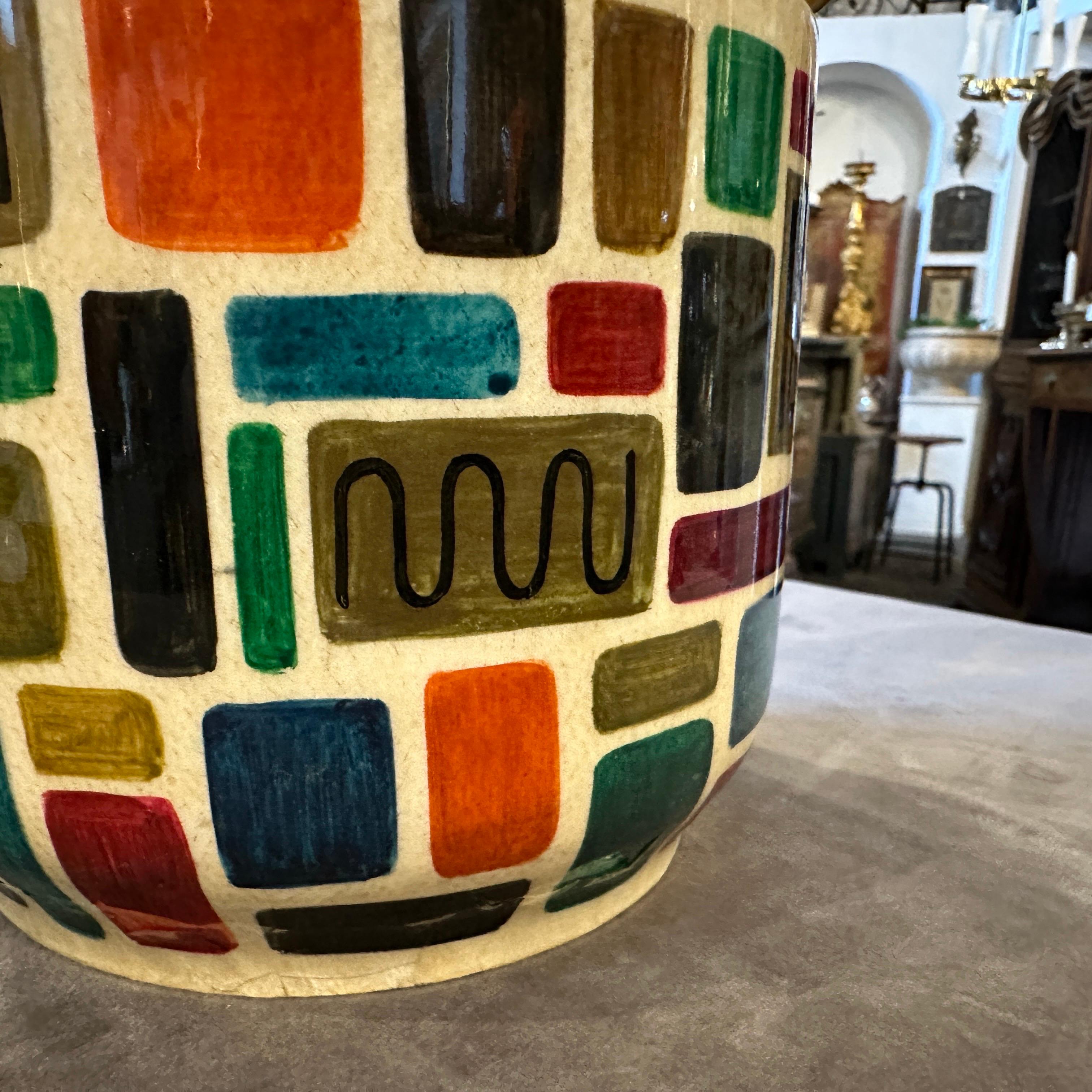 1950s Mid-Century Modern Hand-Painted Goatskin and Brass Ice Bucket by ...