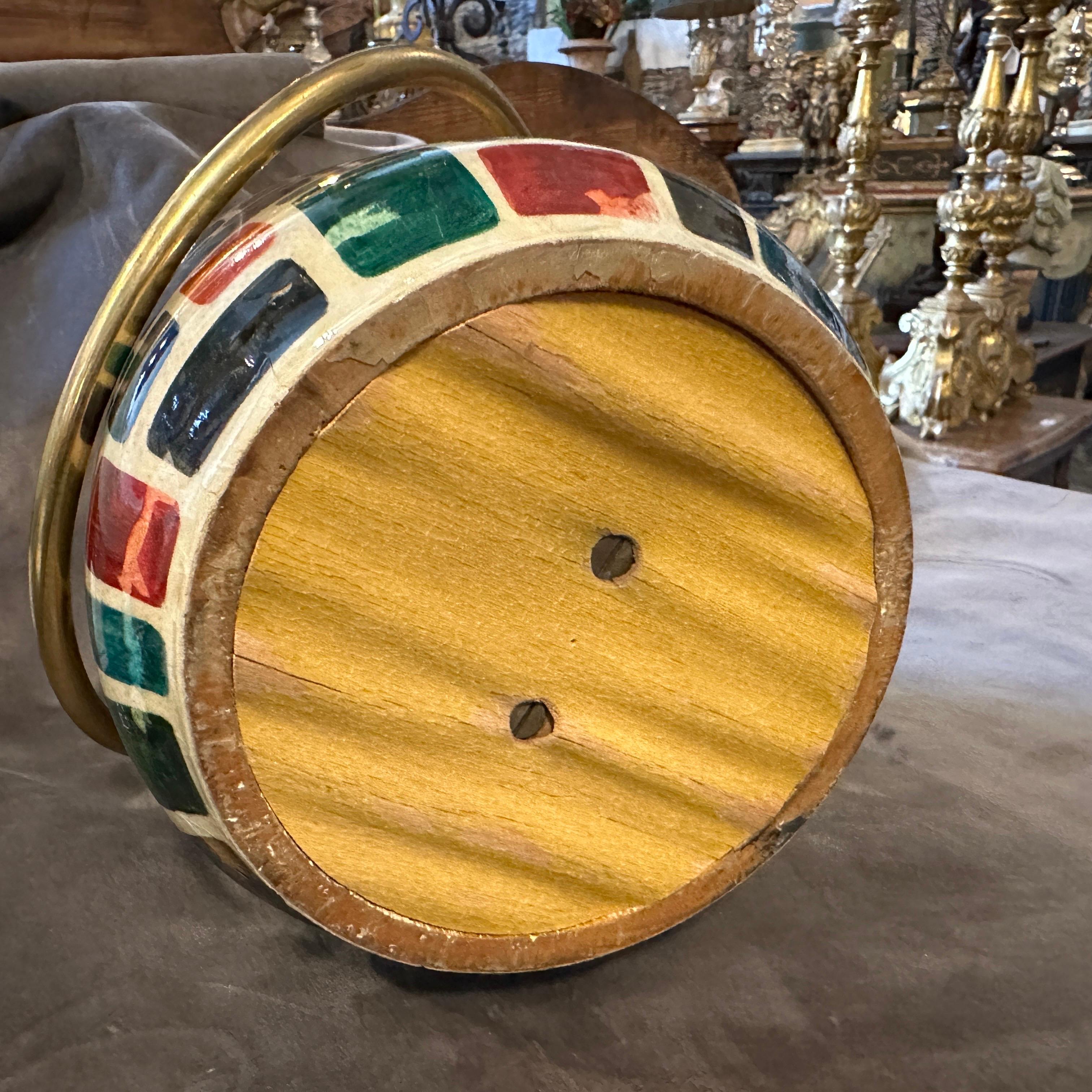 1950s Mid-Century Modern Hand-Painted Goatskin and Brass Ice Bucket by ...