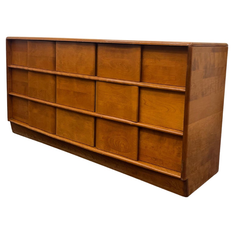 1950s mid century modern Heywood Wakefield Sculptura 9 Drawer long low ...