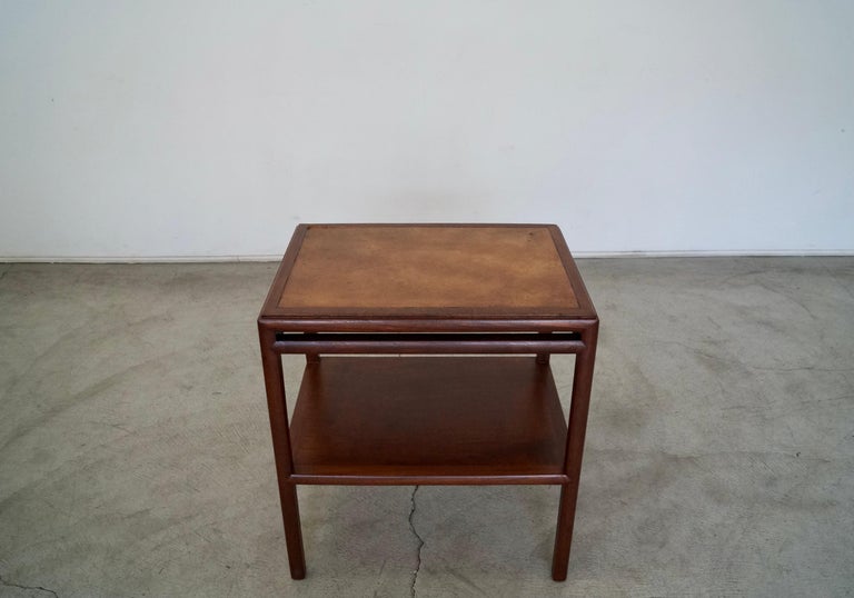 1950's Mid-Century Modern Leather End Table For Sale at 1stDibs