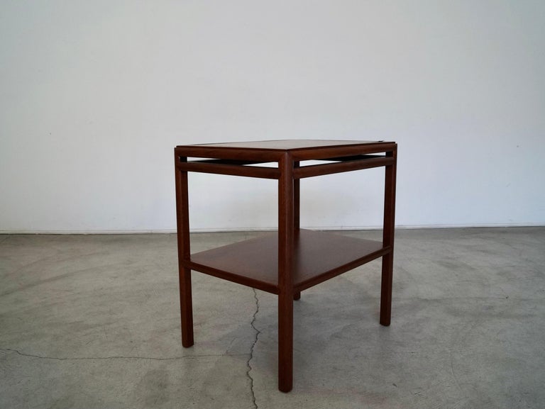 1950's Mid-Century Modern Leather End Table For Sale at 1stDibs