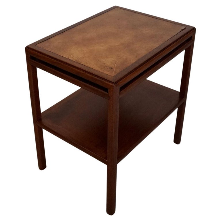 1950's Mid-Century Modern Leather End Table For Sale at 1stDibs