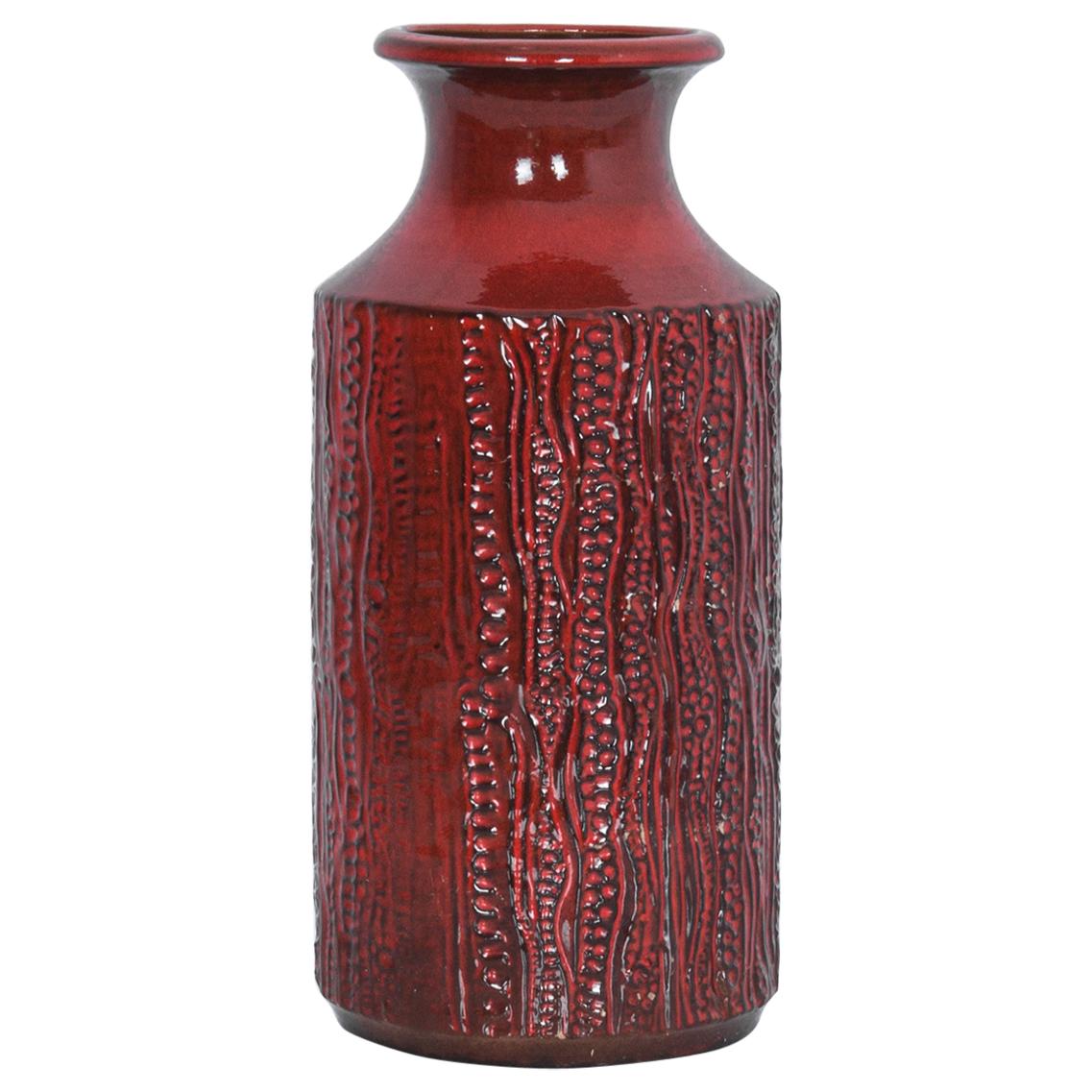 Mid-Century Modern Red Vase, Poland, 1980s For Sale at 1stDibs