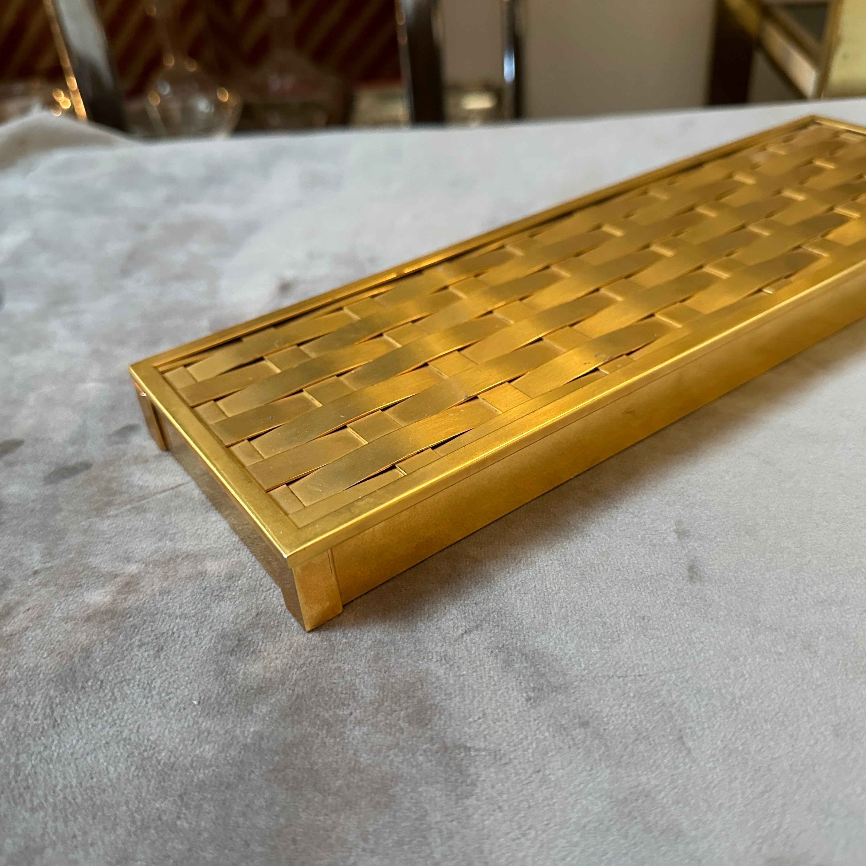 1950s Mid-Century Modern Solid Brass Rectangular Italian Cigarette Box ...