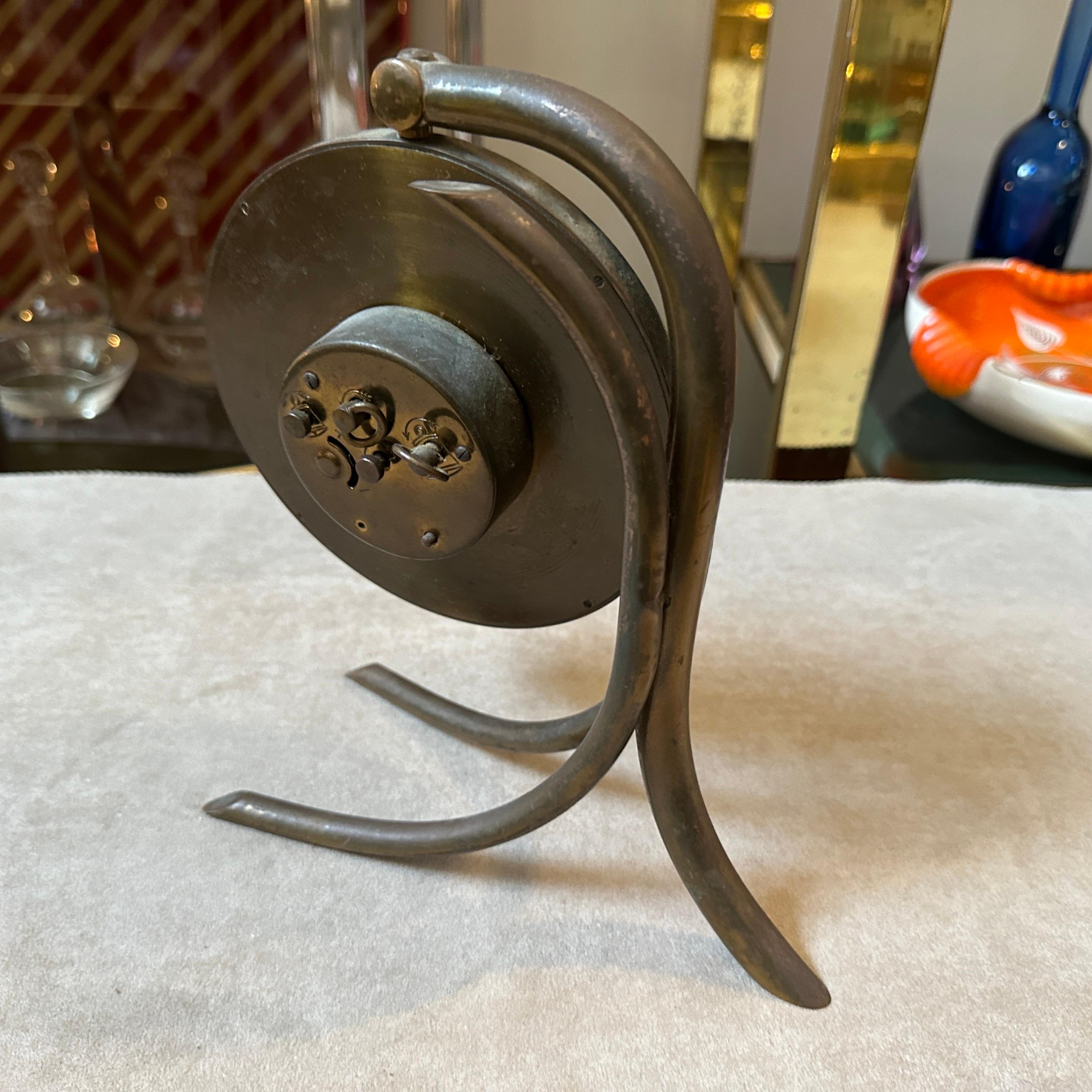 1950s Mid-Century Modern Solid Brass Table Alarm Clock For Sale at 1stDibs
