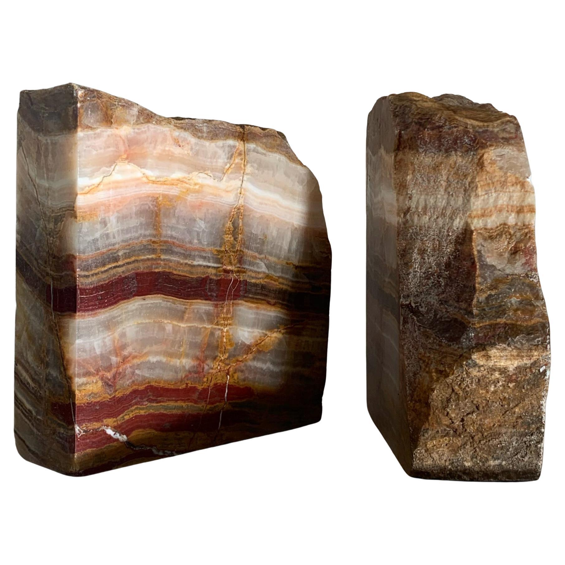 Fim Bookends in Druze Agate and Silver by ANNA New York at 1stDibs