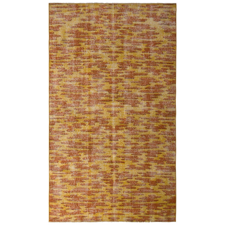 1950s Midcentury Rug Orange Yellow Vintage All-Over Pattern by Rug and ...