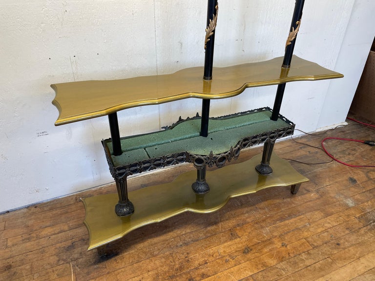 1950s Midcentury Tension Pole Entryway Table with Lamp For Sale at 1stDibs