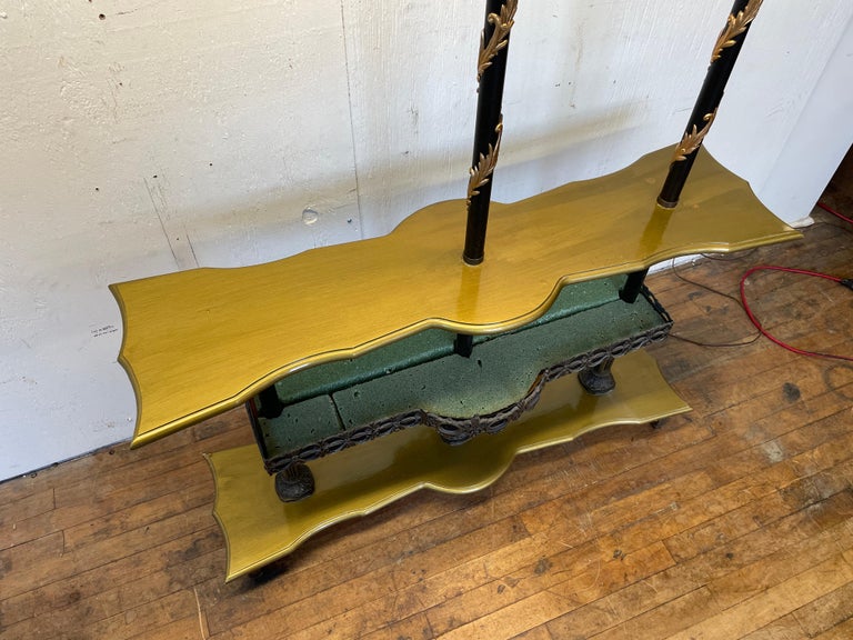 1950s Midcentury Tension Pole Entryway Table with Lamp For Sale at 1stDibs