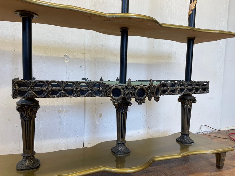 1950s Midcentury Tension Pole Entryway Table with Lamp For Sale at 1stDibs