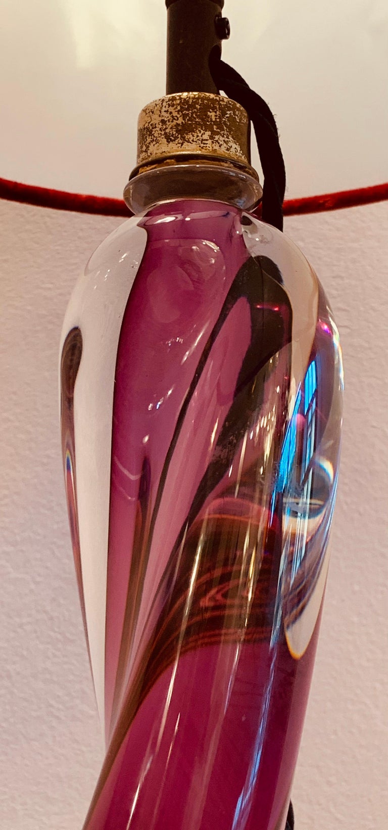 1950s Midcentury Val St Lambert Twisted Purple Glass Lamp Base Inc ...