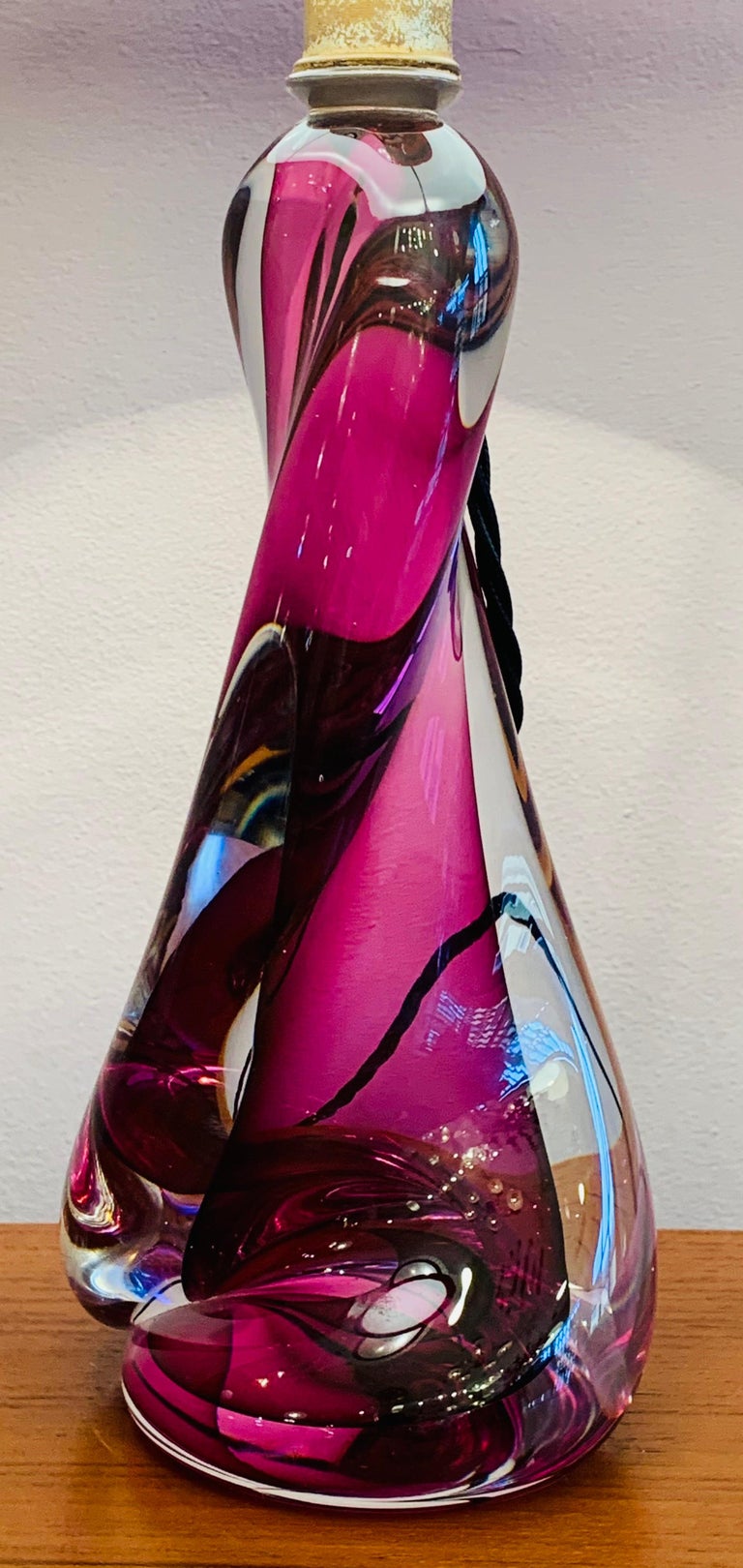 1950s Midcentury Val St Lambert Twisted Purple Glass Lamp Base Inc ...