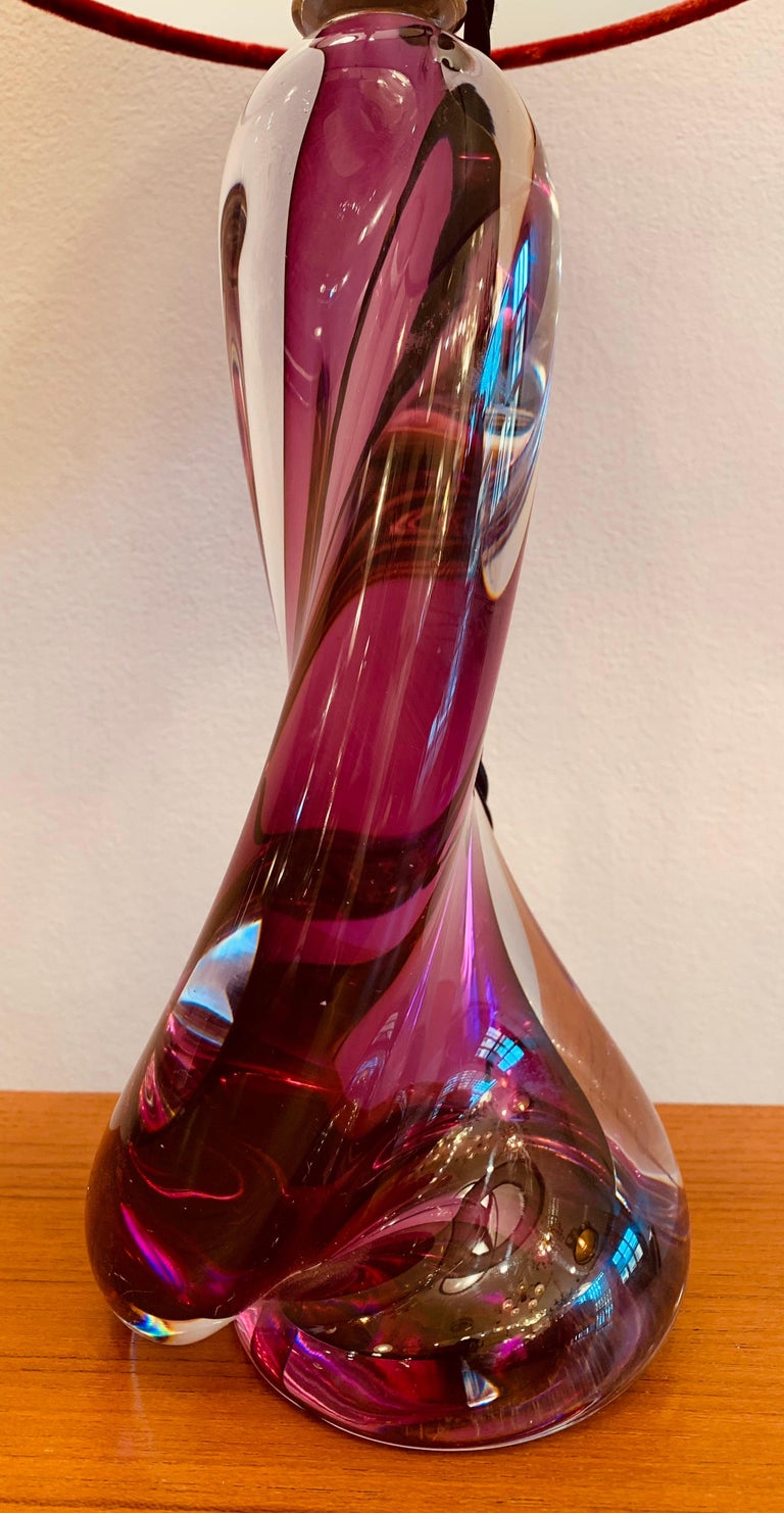1950s Midcentury Val St Lambert Twisted Purple Glass Lamp Base Inc ...