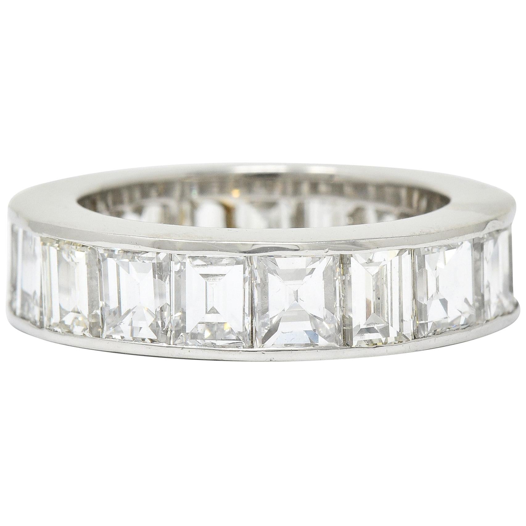 1950's Midcentury 4.14 Carats Asscher Diamond Platinum Eternity Band ...