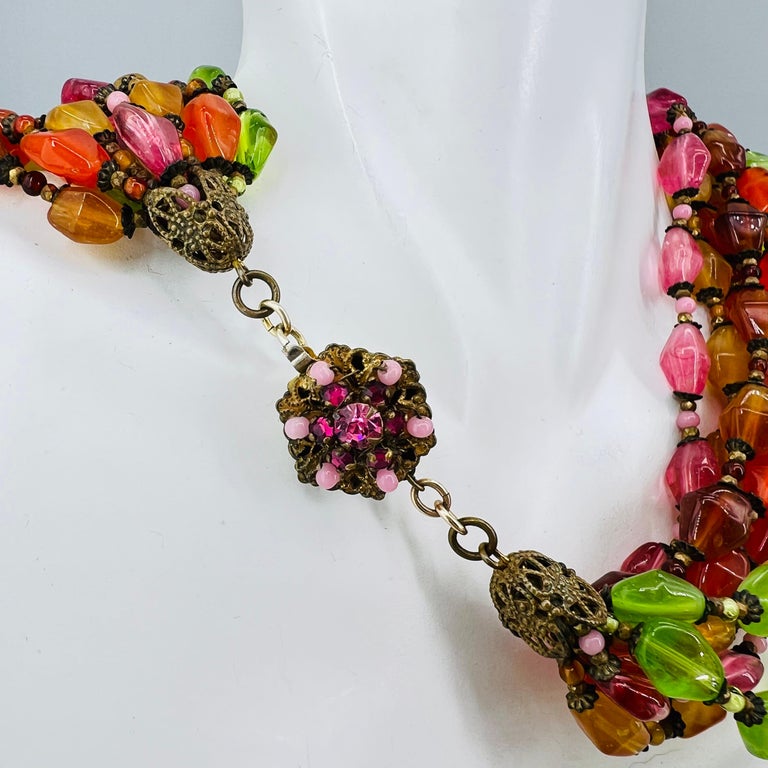 1950s, Miriam Haskell Mineral Jewel Parure Set Vintage Designer Costume ...