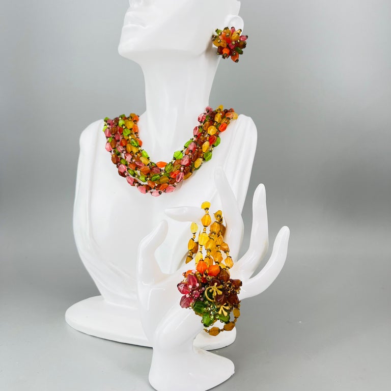 1950s, Miriam Haskell Mineral Jewel Parure Set Vintage Designer Costume ...