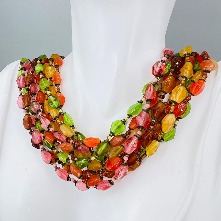 1950s, Miriam Haskell Mineral Jewel Parure Set Vintage Designer Costume ...