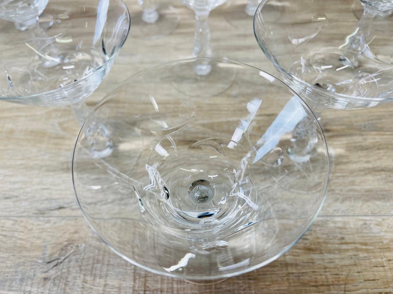 1950s Mitre Cut Glass Coupes, Set of 10 For Sale at 1stDibs