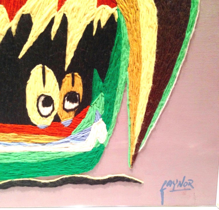 1950s Mixed-Media on Canvas Stitched Painting by Harold Laynor For Sale ...